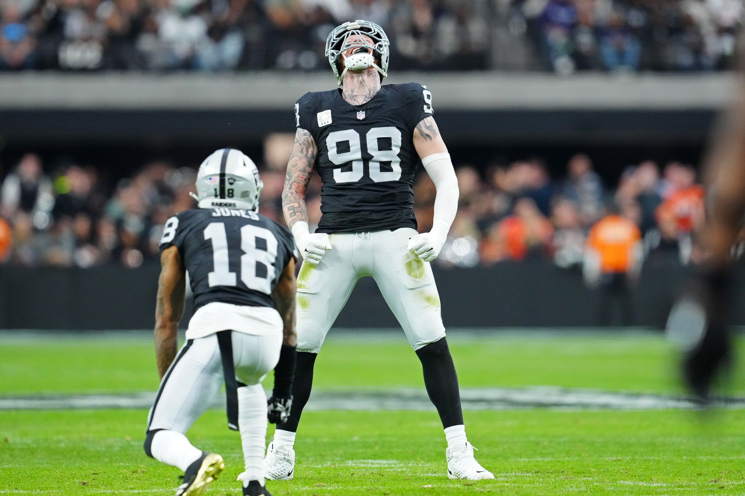 Raiders DE Maxx Crosby announces his season is over,…