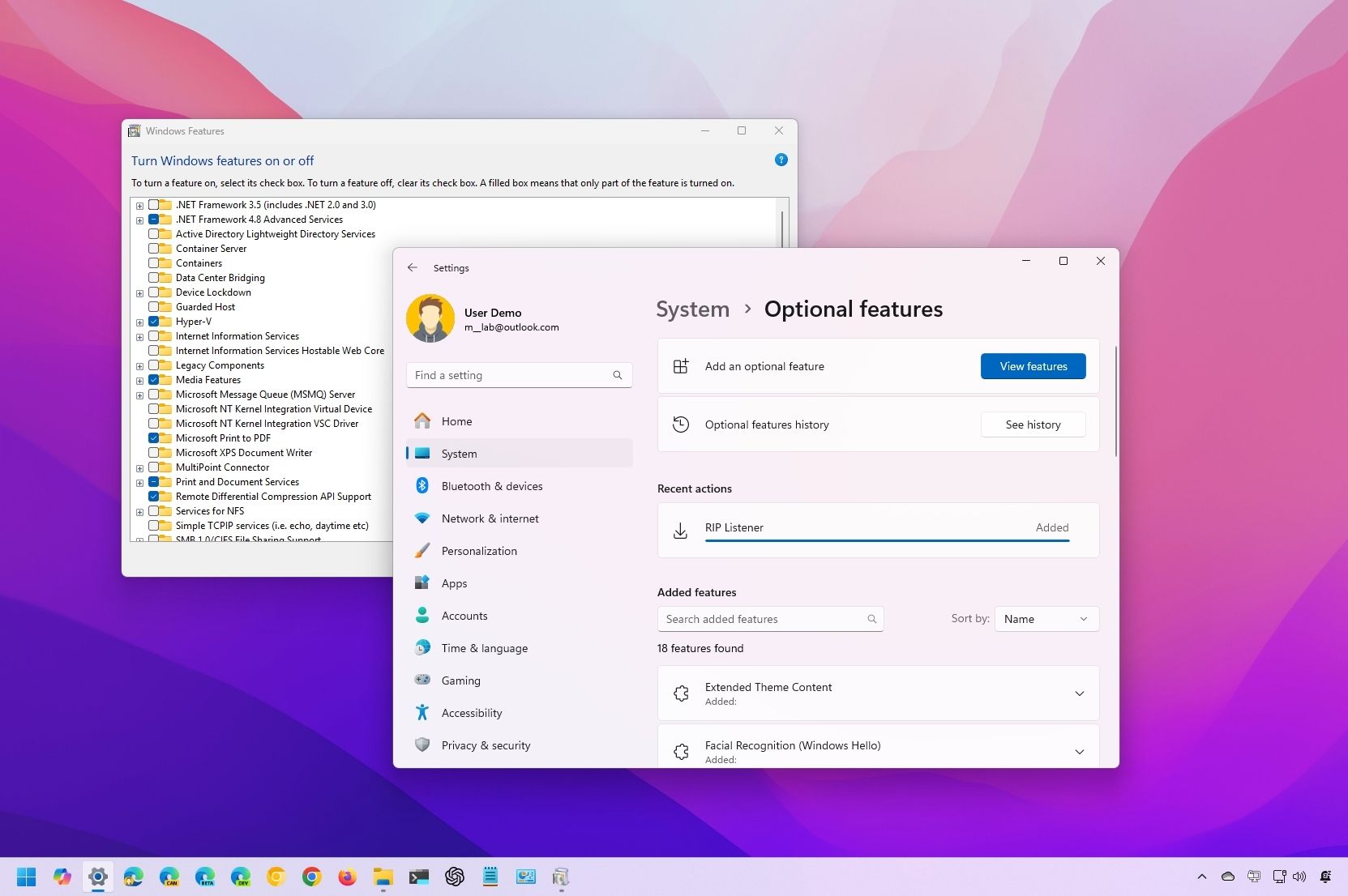How to add or remove optional features on Windows 11