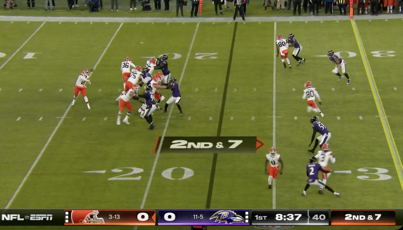 Bailey Zappe throwing a brutal pick-6 right to Nate…