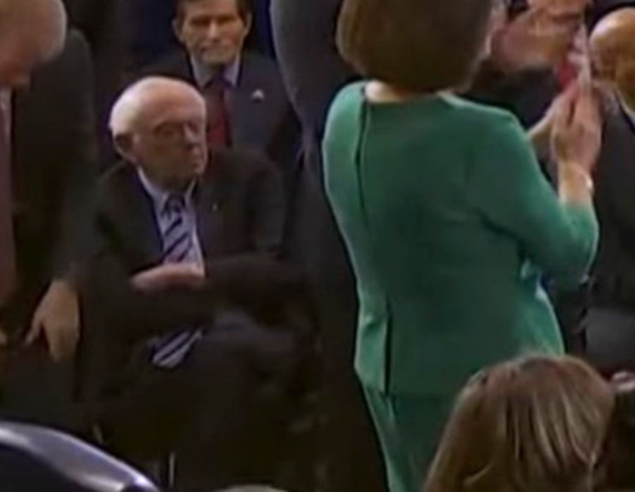 Bernie Sanders Mimics Own Viral Pose From 2021 During…