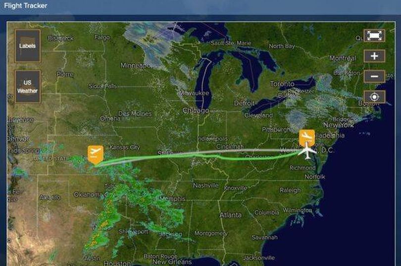 Flight map shows route of American Airlines plane…