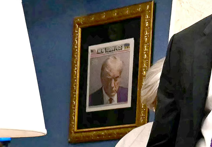 Trump's Framed Mugshot Hanging Outside Oval Office…