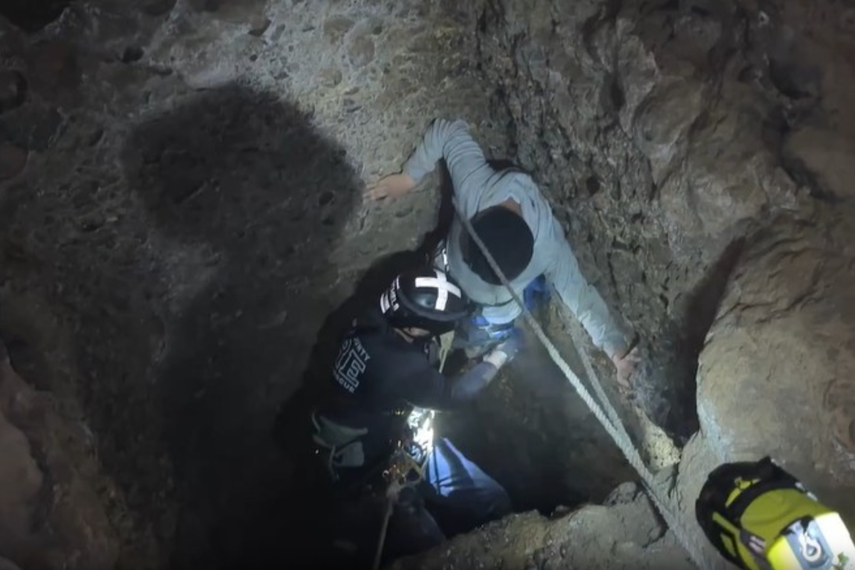Teenager rescued from 50ft deep abandoned mine shaft…