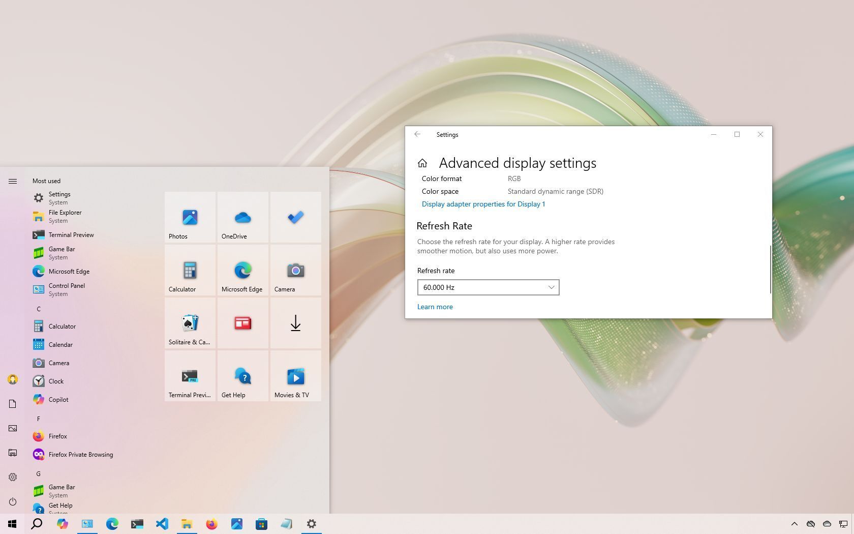How to change display refresh rate on Windows 10