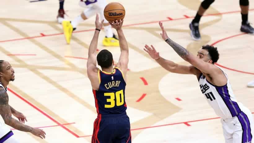 Golden State's Steph Curry is the first player to…