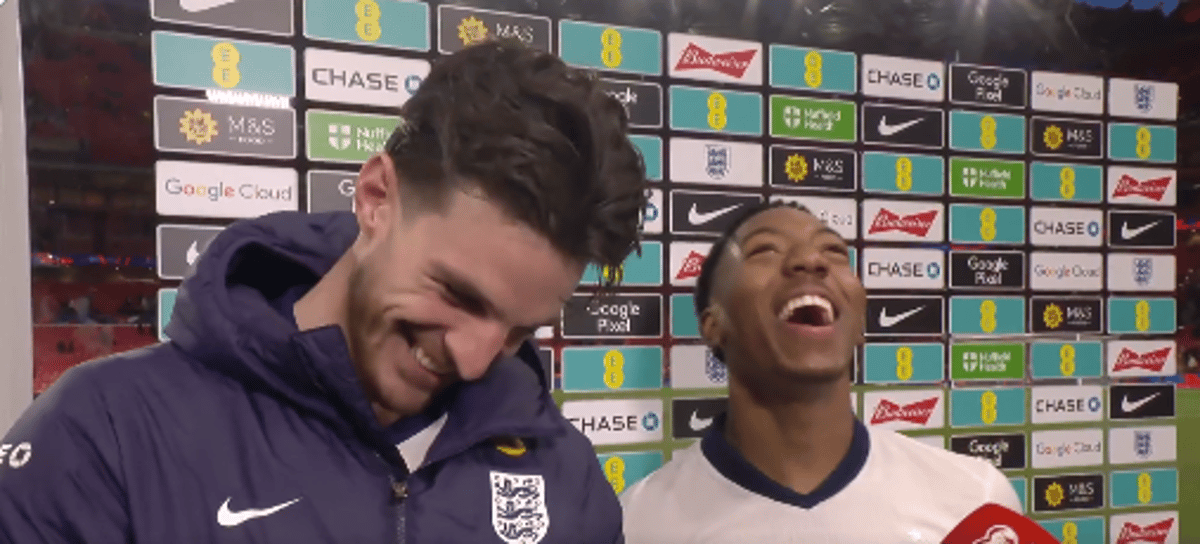 Myles Lewis-Skelly reacts to dream England debut goal…