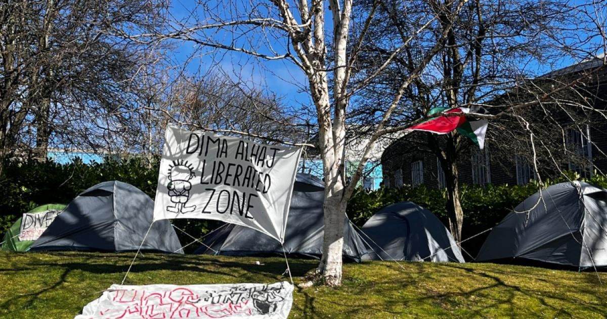 Inside the Gaza solidarity encampment at Glasgow…