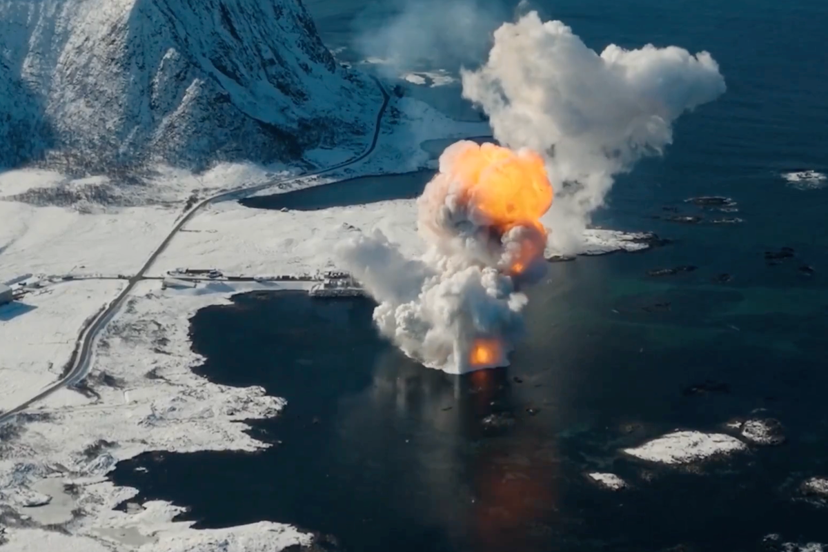 Watch: Rocket crashes into sea moments after launch in…