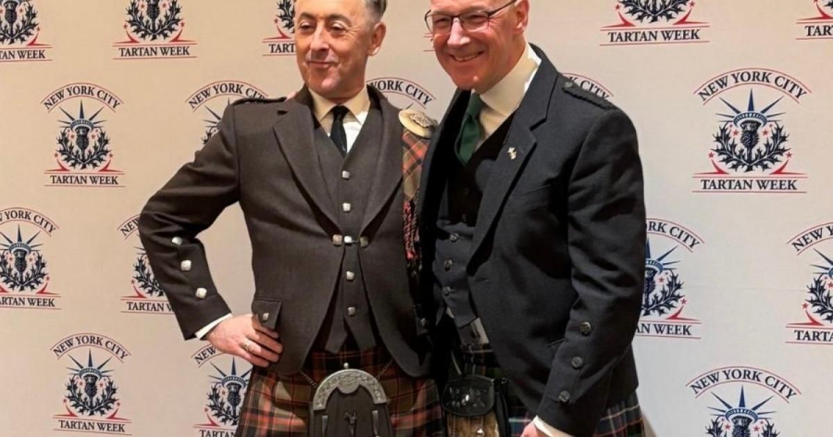 John Swinney pictured with Alan Cumming ahead of…