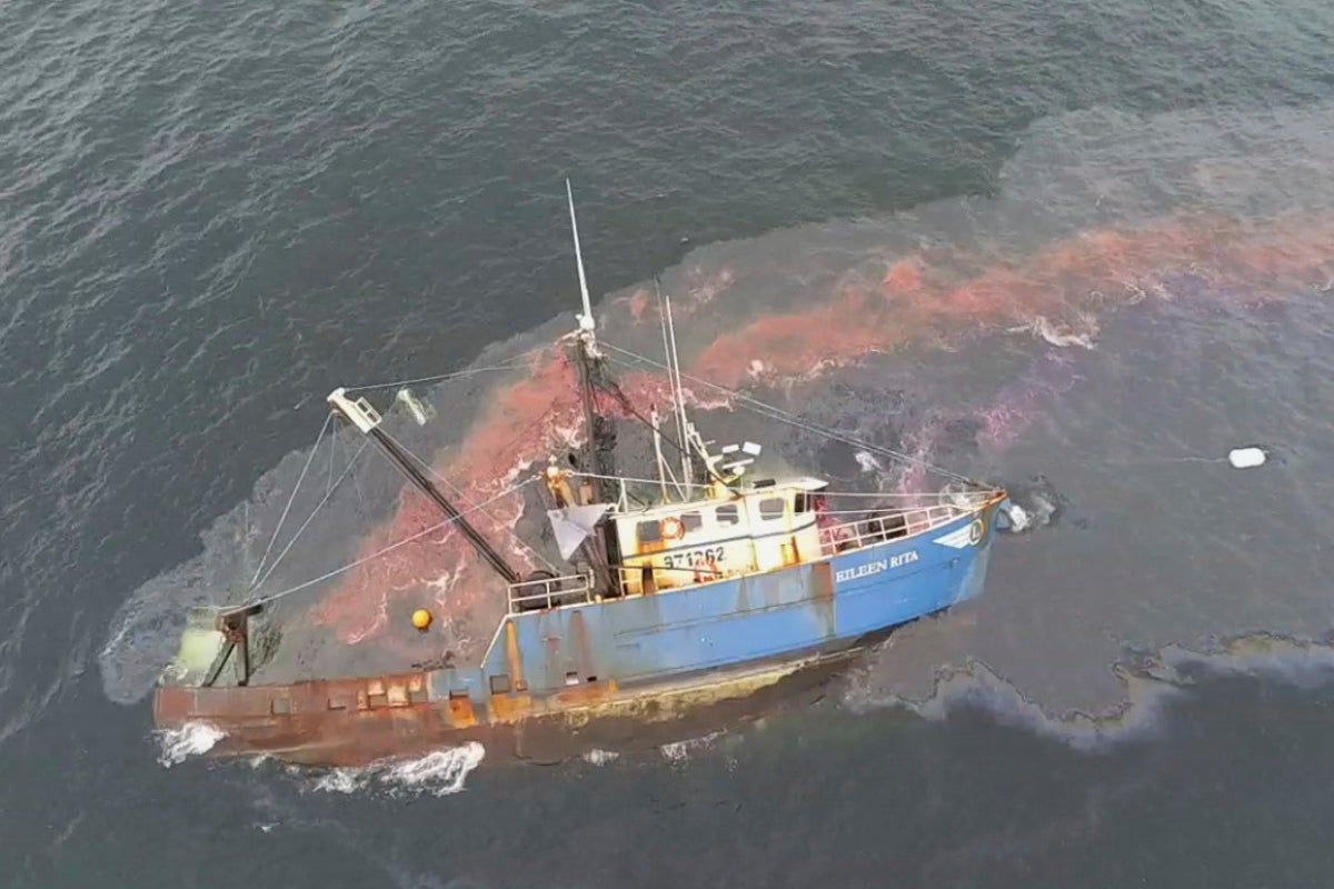 3 rescued and fuel spilled from fishing boat stuck in…