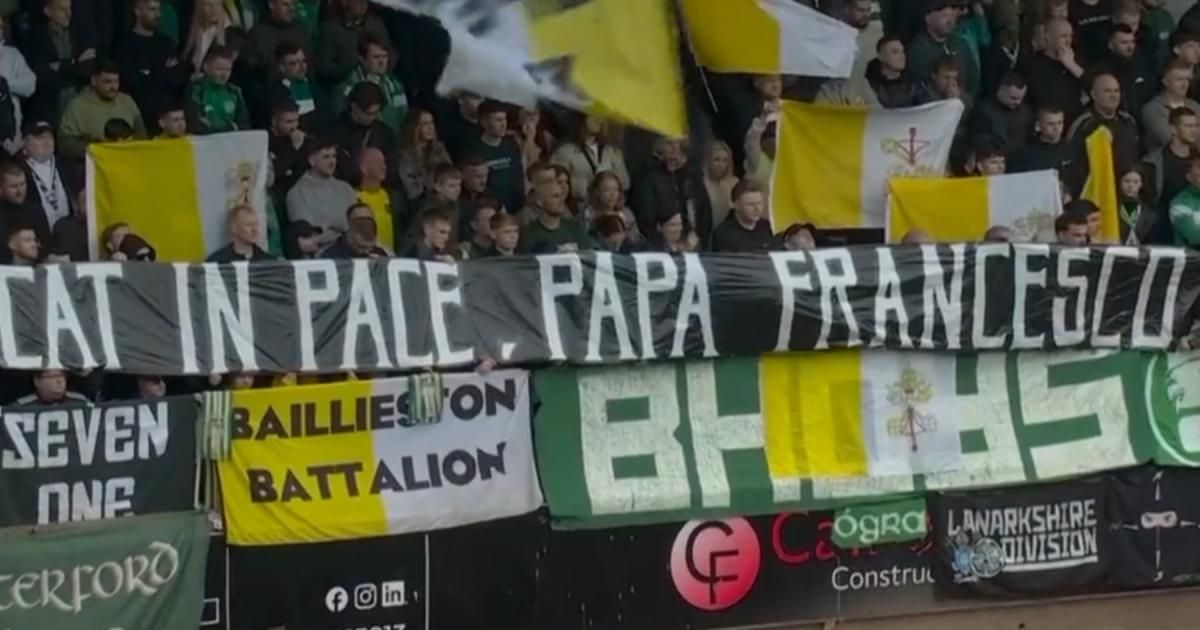 Celtic supporters pay tribute to Pope Francis with…
