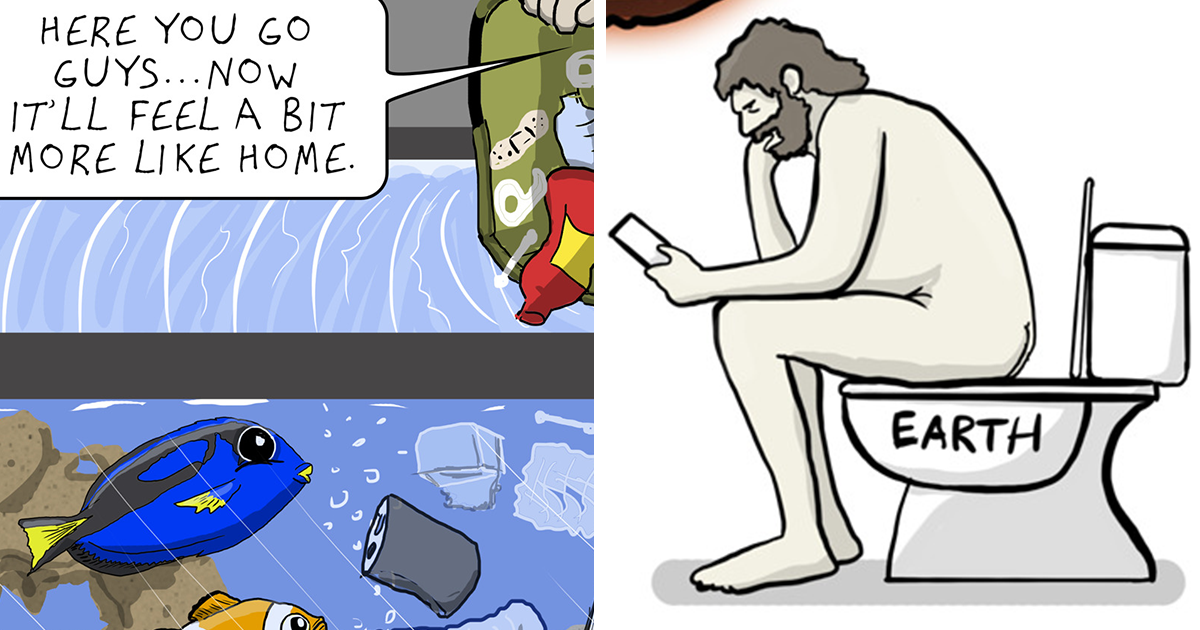 I Draw Comics To Show How Plastic Waste Affects Marine…