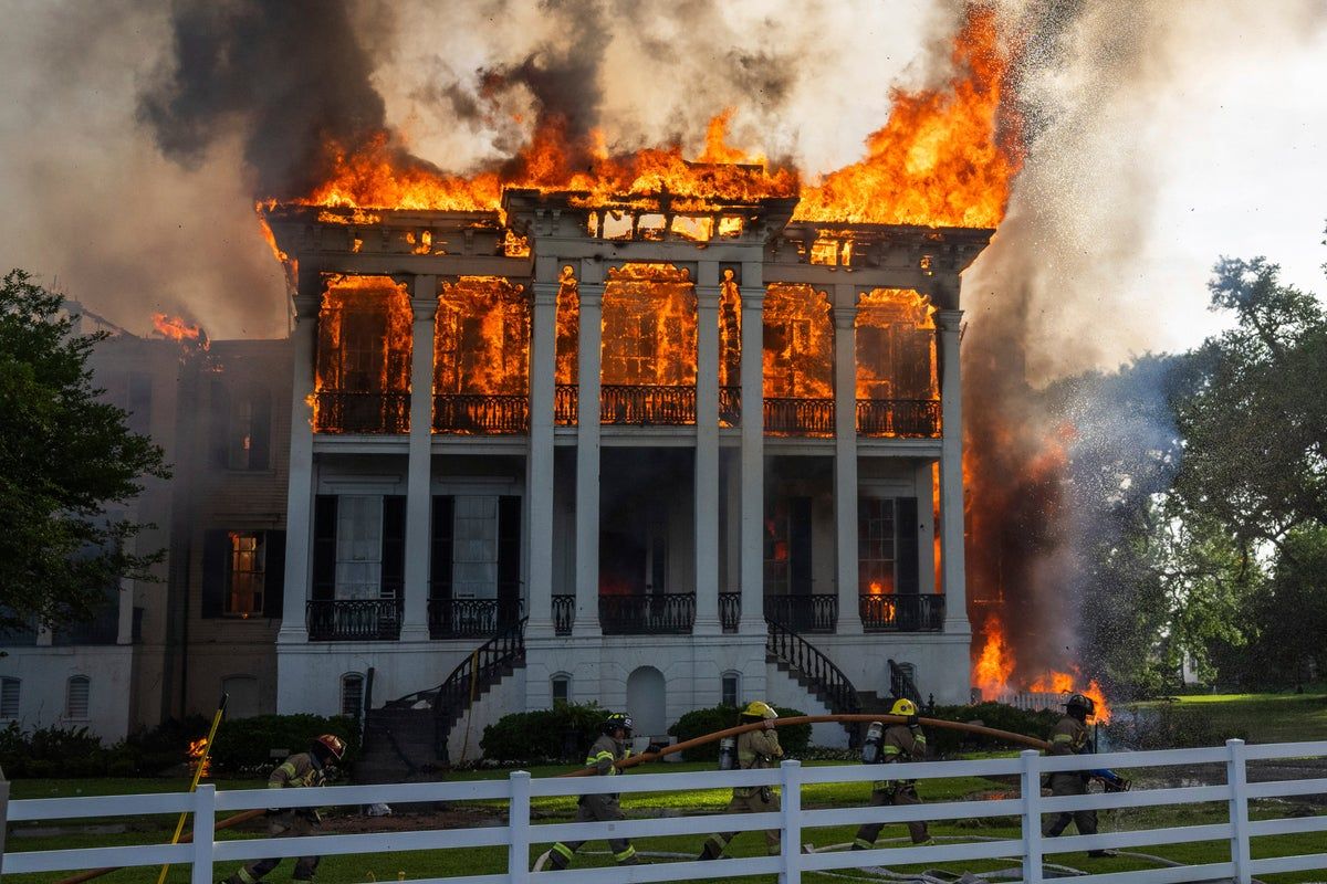 Fire destroys a sprawling mansion on a former…