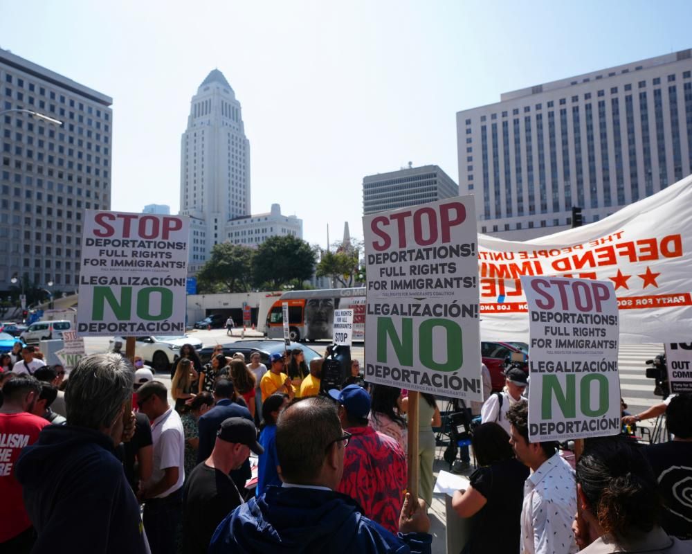 California leaders condemn Ice raids in LA: ‘We will…