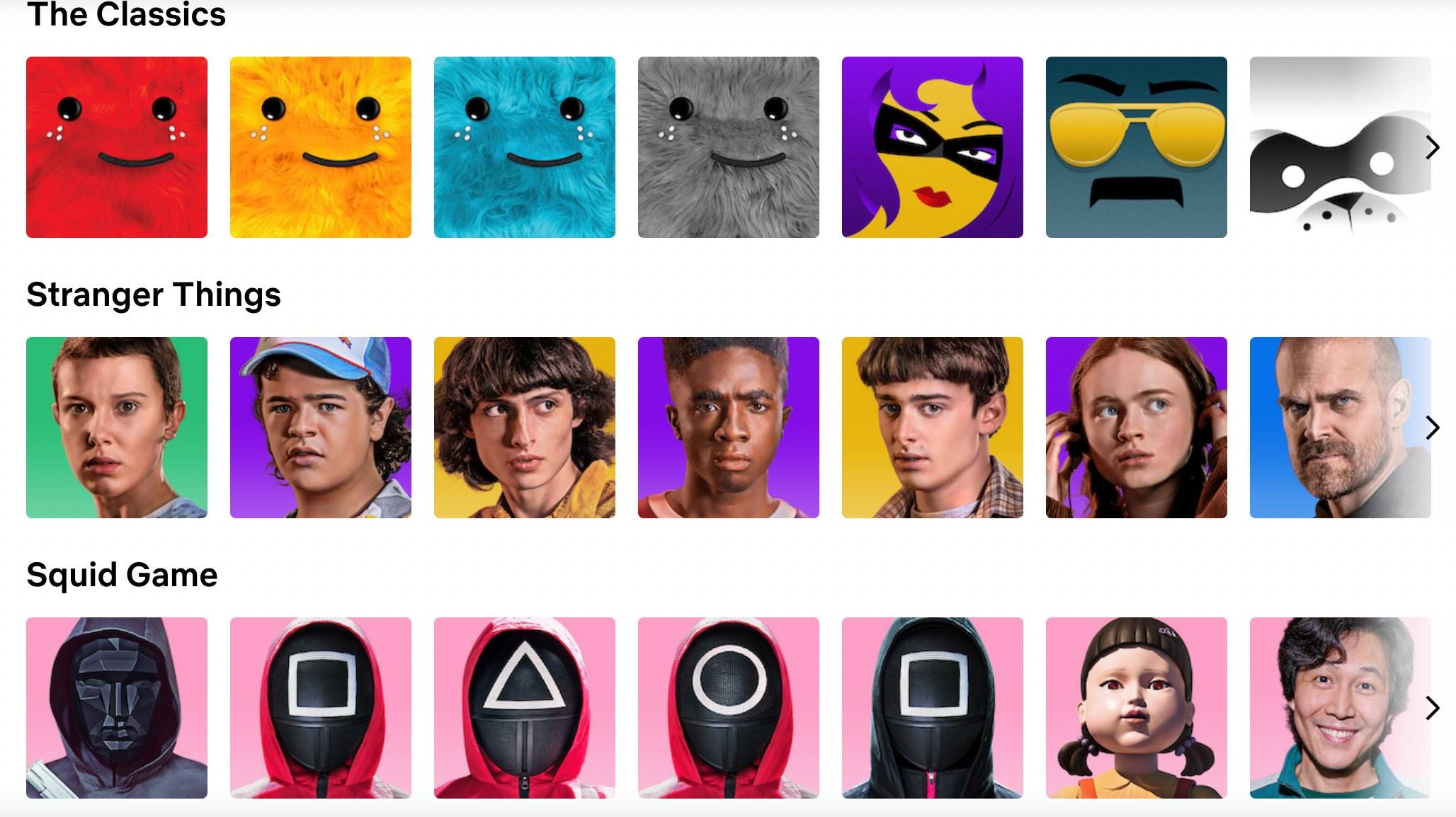 Here are all the profile icon options on Netflix