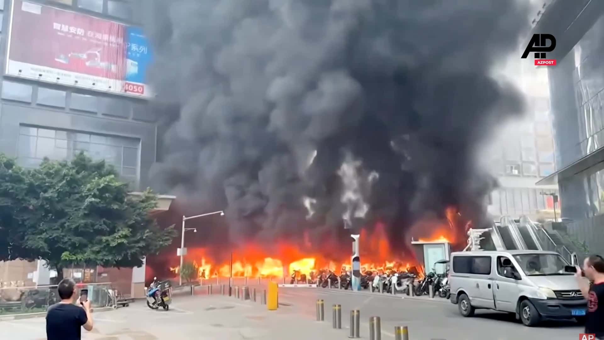 Watch a Massive Fire Engulf a Motorcycle Parking Lot…