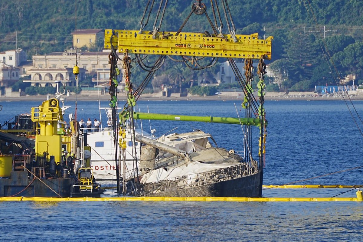 Mike Lynch’s superyacht seen on the surface for the…
