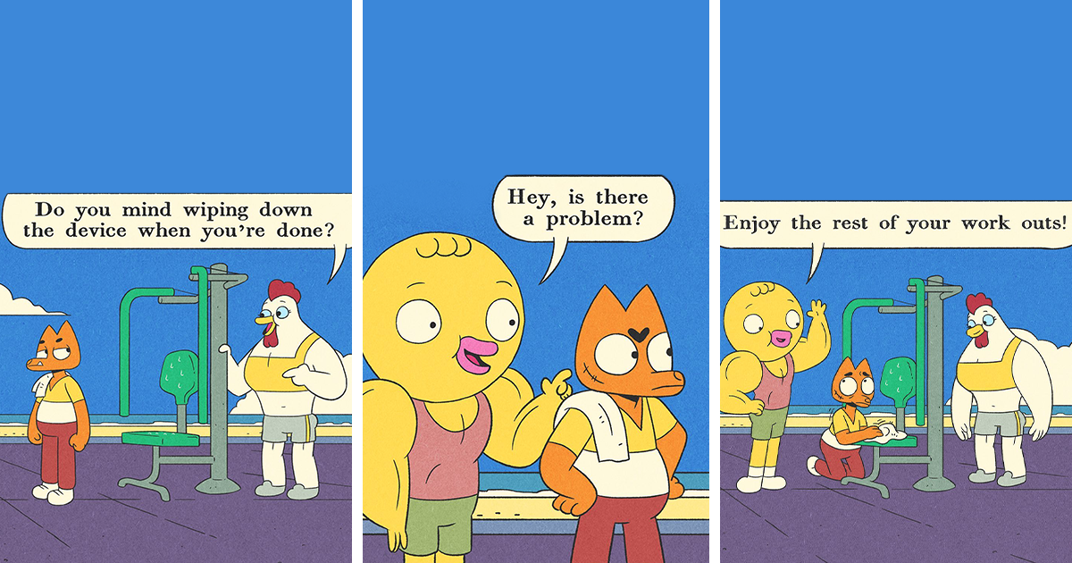 Australian Cartoonist Tells A Story Featuring Muscles…