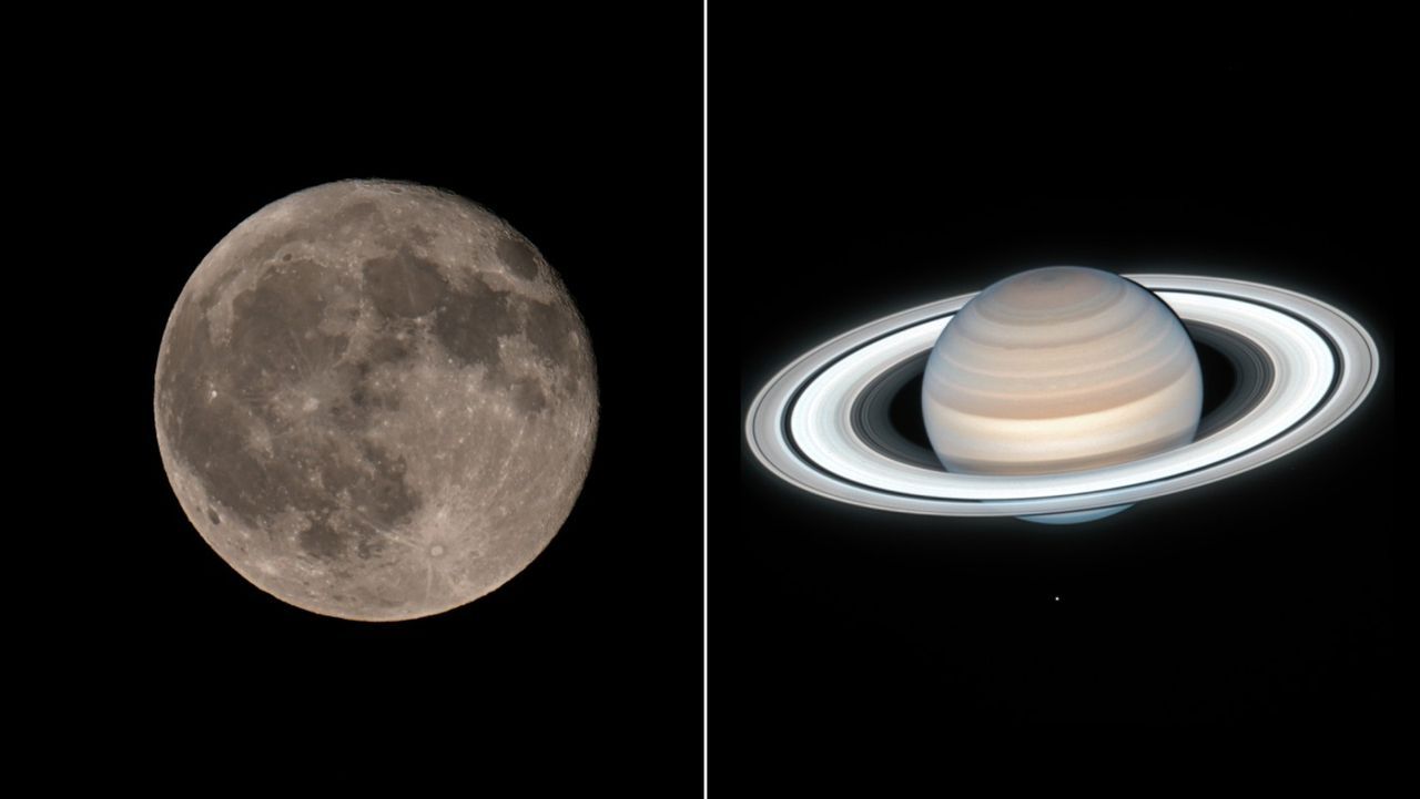 Saturn and the moon take a sunset stroll on Sept. 8:…