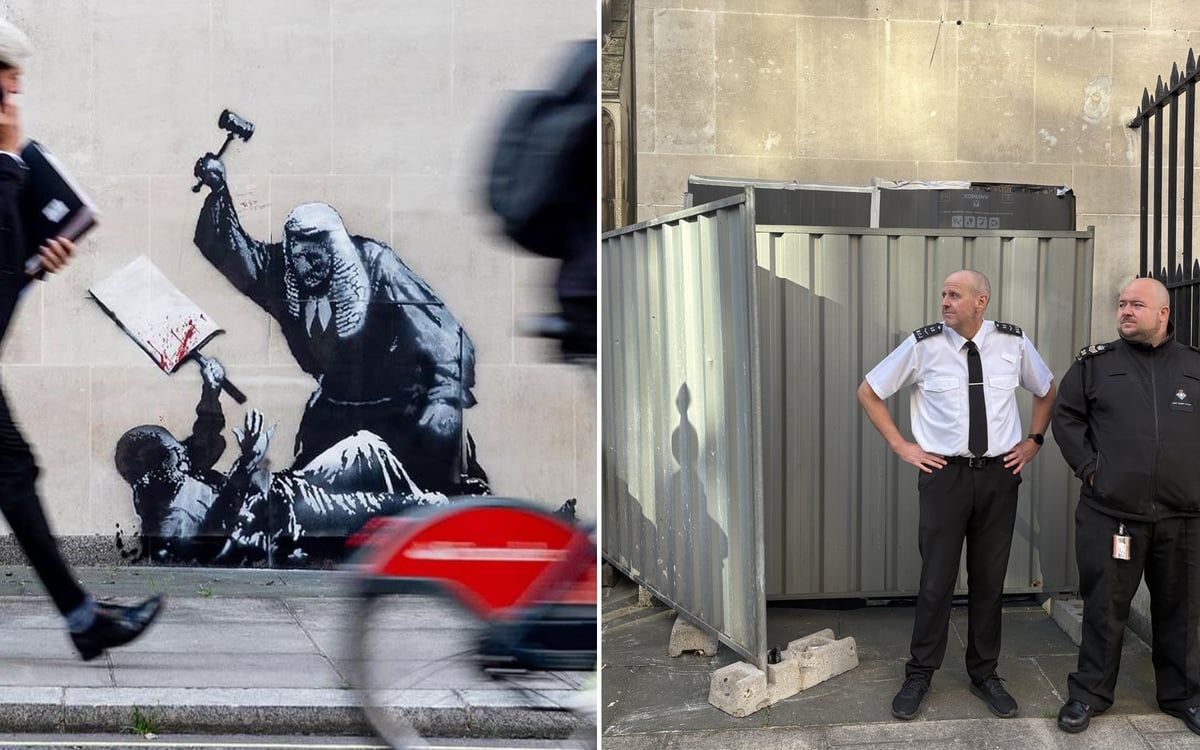 New Banksy artwork shows judge beating protester amid…