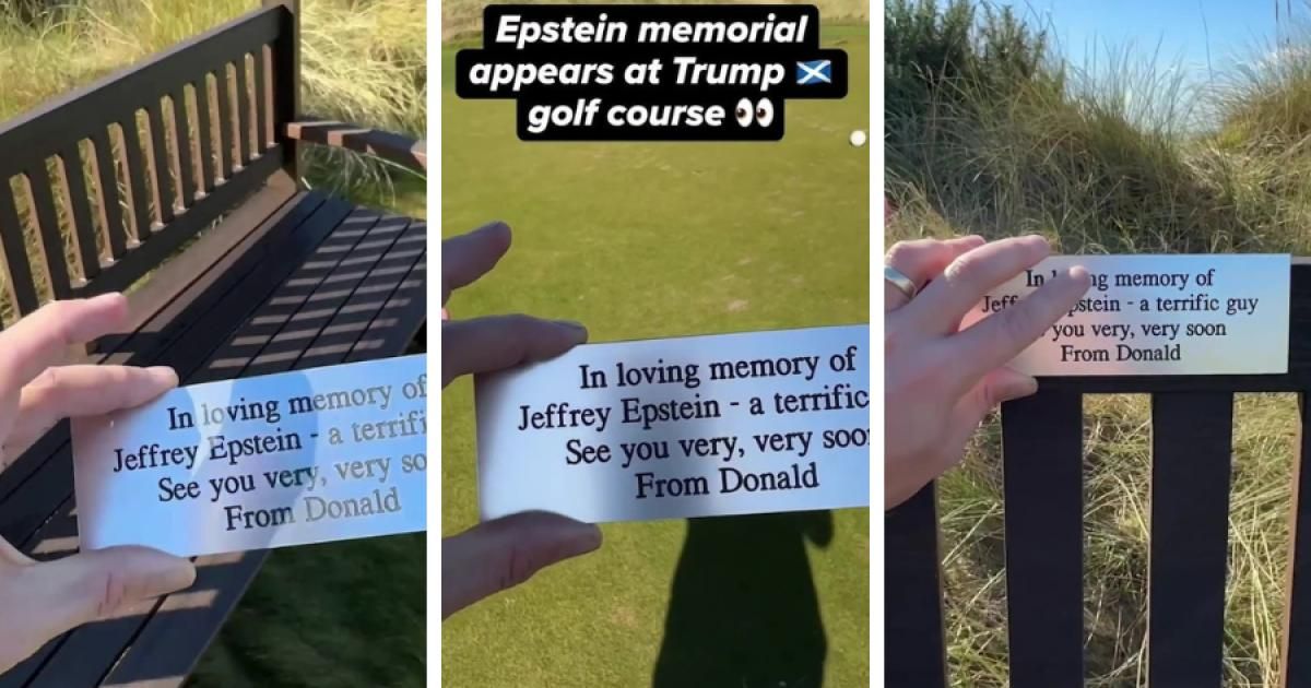 Jeffrey Epstein memorial plaque appears at Donald…