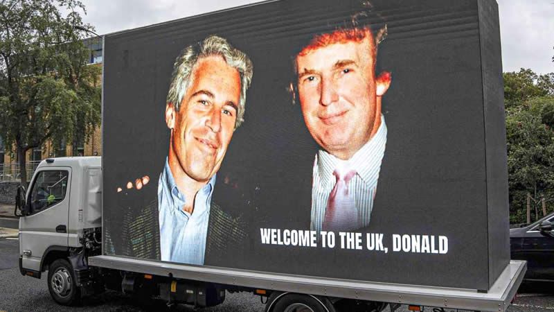 Police Stop Van Showing Trump with Epstein as Protests…