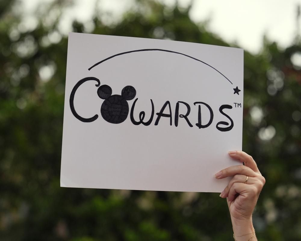 Hundreds protest outside Disney HQ over ‘un-American’…