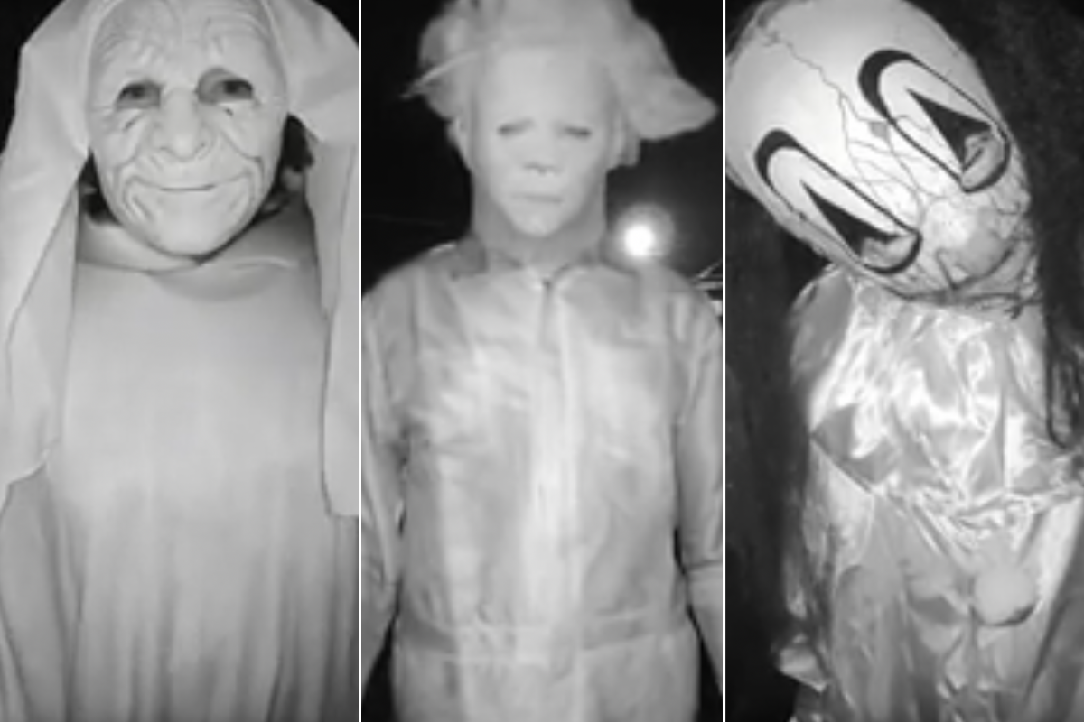 Police hunting Halloween mask-wearing trio seen on…