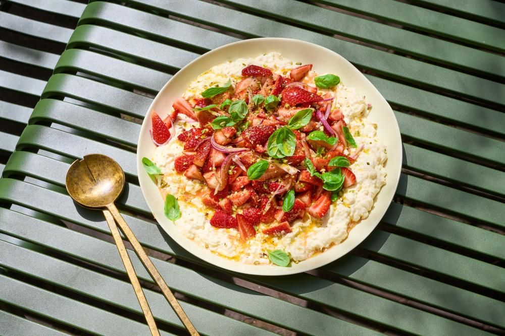 Alice Zaslavsky’s strawberry and stracciatella salad…
