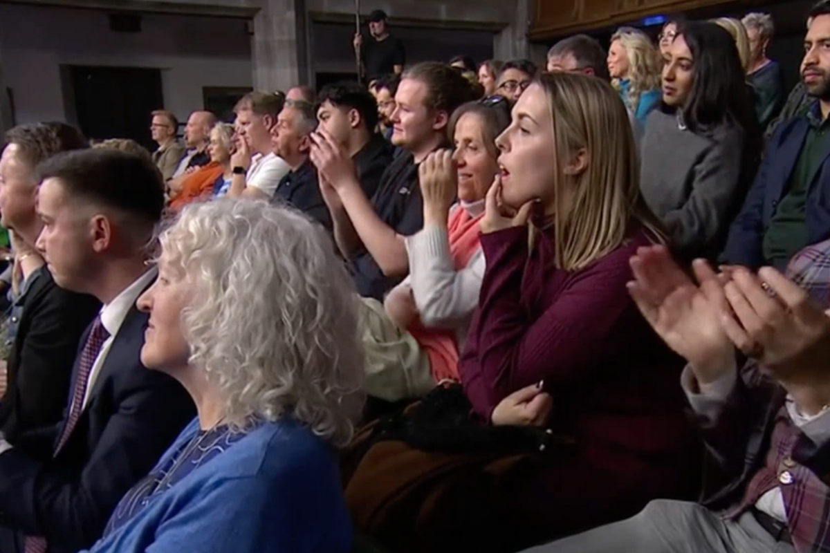 Moment Question Time filming halted and audience burst…