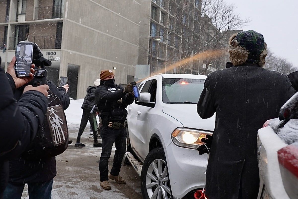Watch ICE agents pepper spray activists in US’ largest…