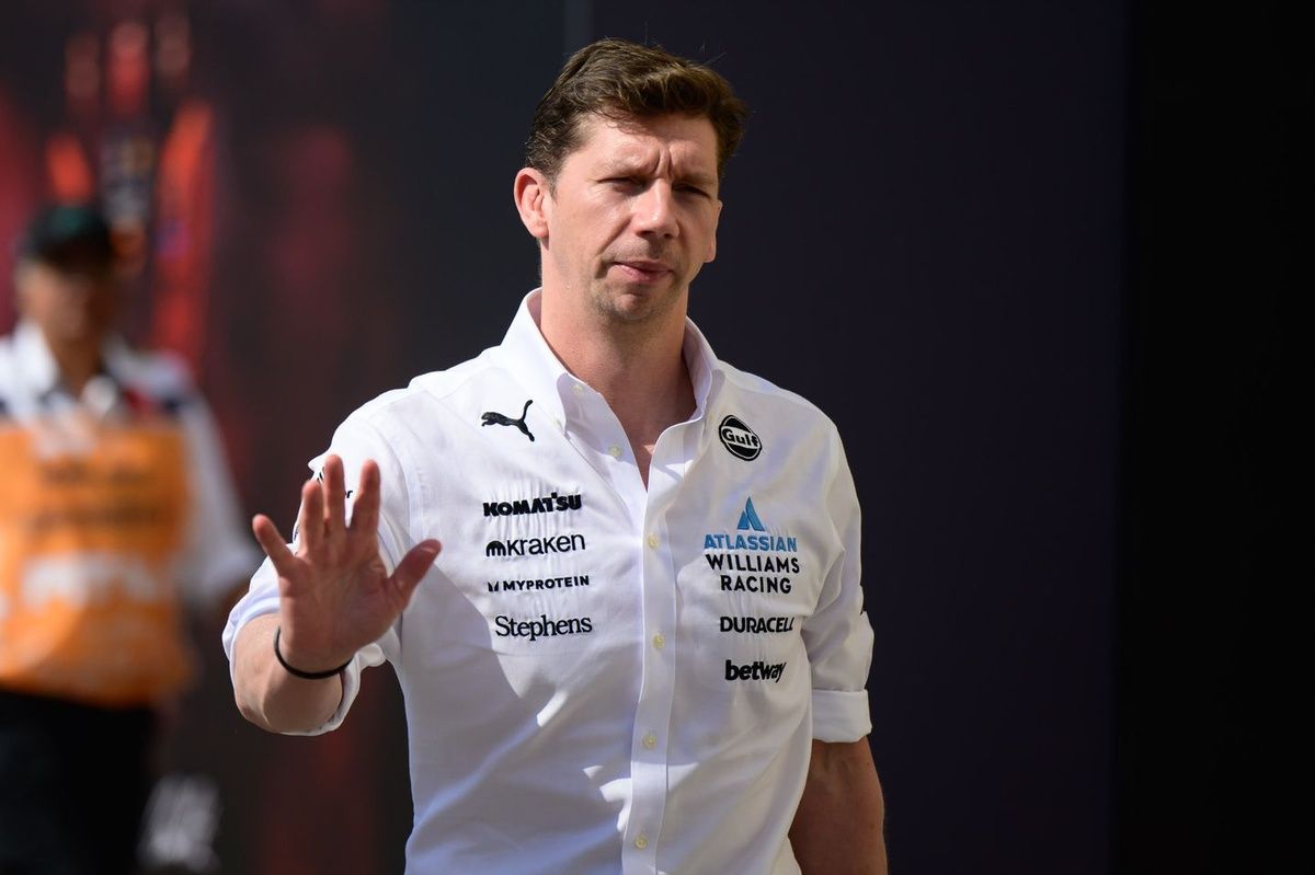 Williams F1 chief James Vowles celebrates victory in…