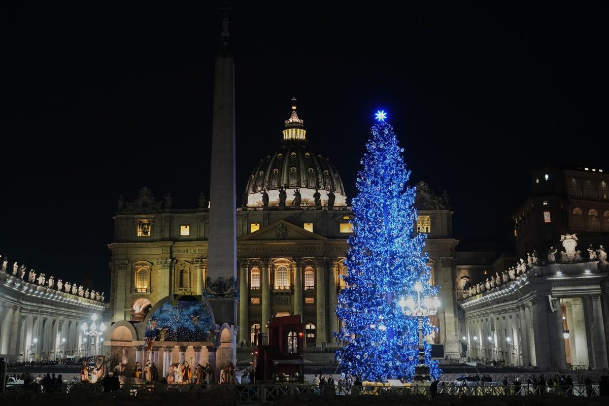 Vatican unveils Nativity scene, lights Christmas tree…