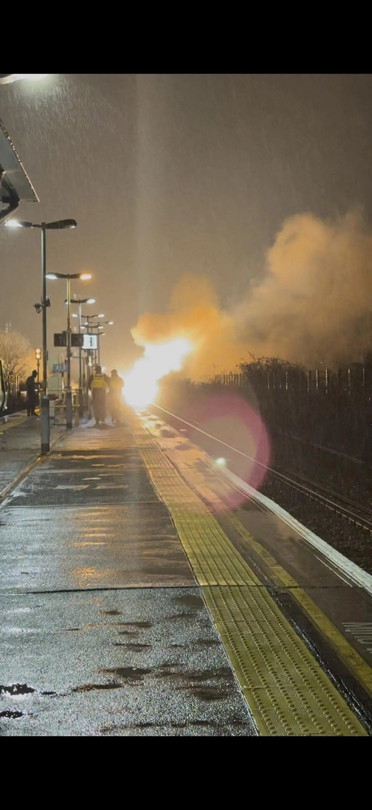 Rail services shut down as huge fire breaks out at…