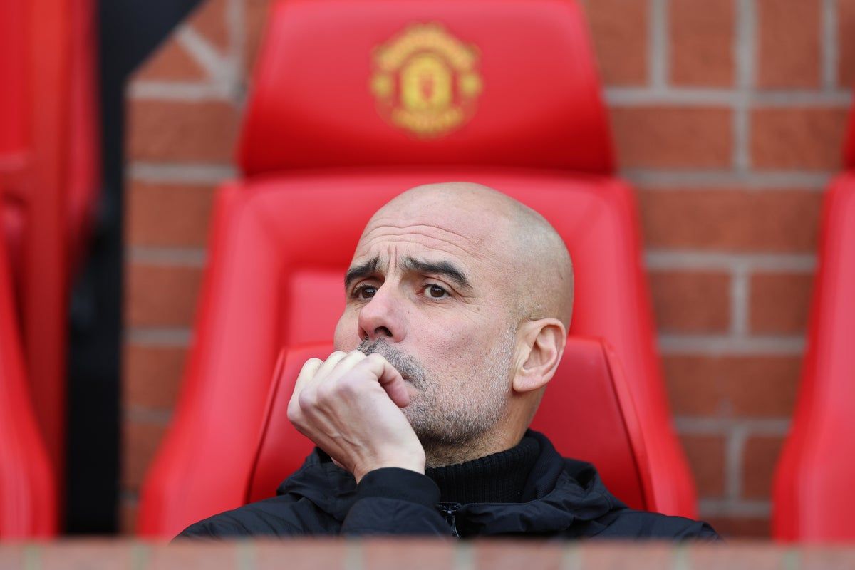 Moment Pep Guardiola reacts to Manchester City’s derby…