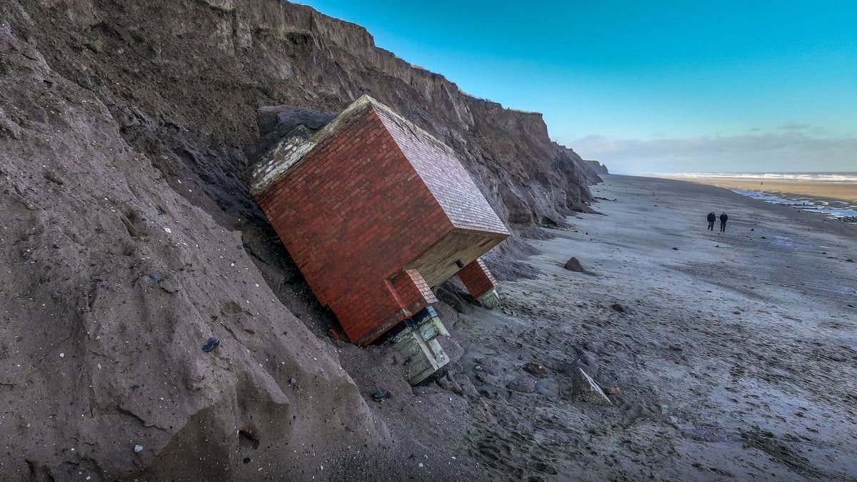 Nuclear bunker tumbles into sea from Yorkshire clifftop