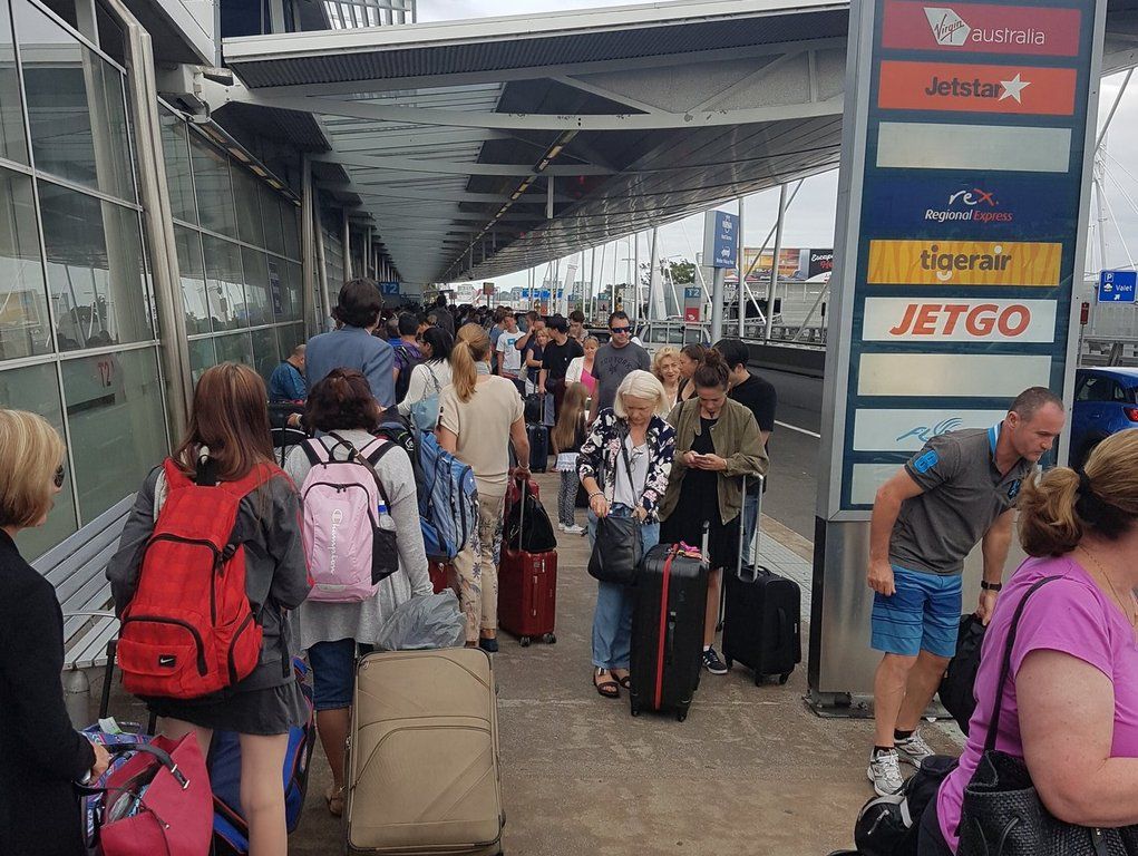 Huge lines at Sydney Airport's Virgin Terminal