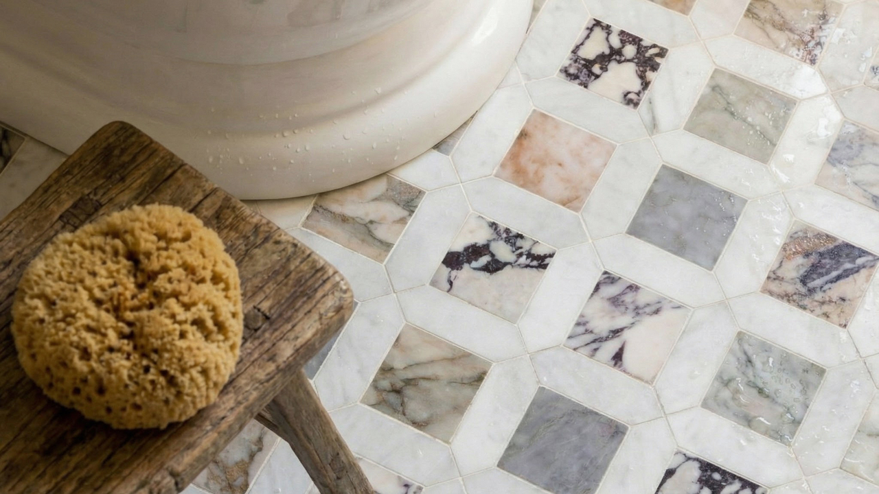 I Spotted This Incredible 'Sampler' Marble Floor Idea…