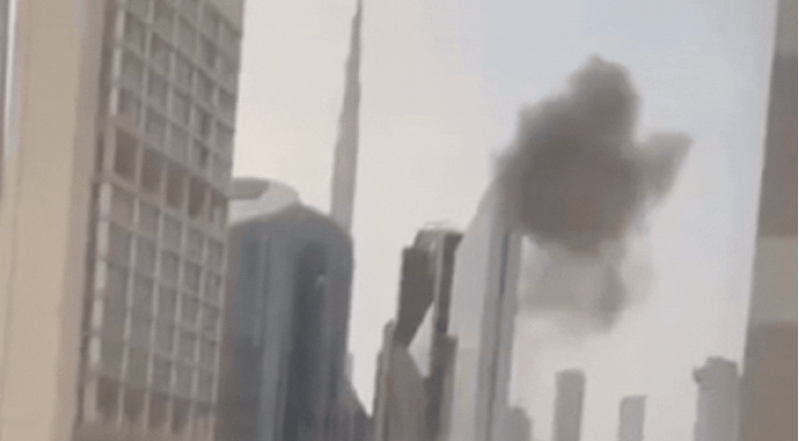 Central Dubai building hit with debris from missile…