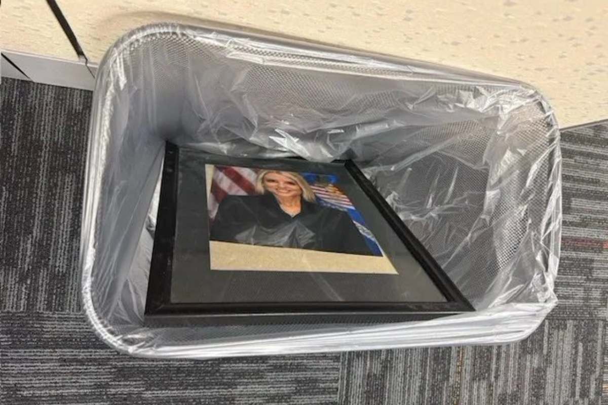 Pam Bondi's Portrait Found in a DOJ Trash Bin Hours…