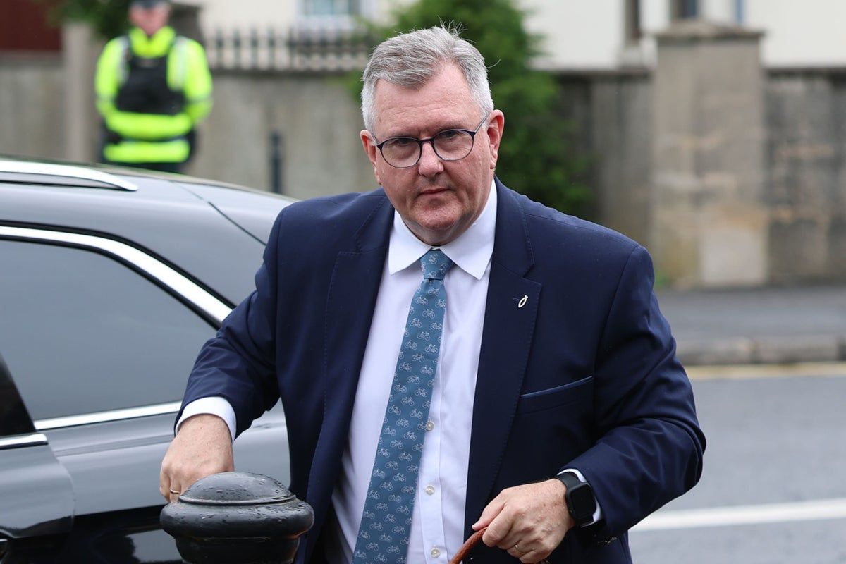 Jeffrey Donaldson arrives at court for second week of…