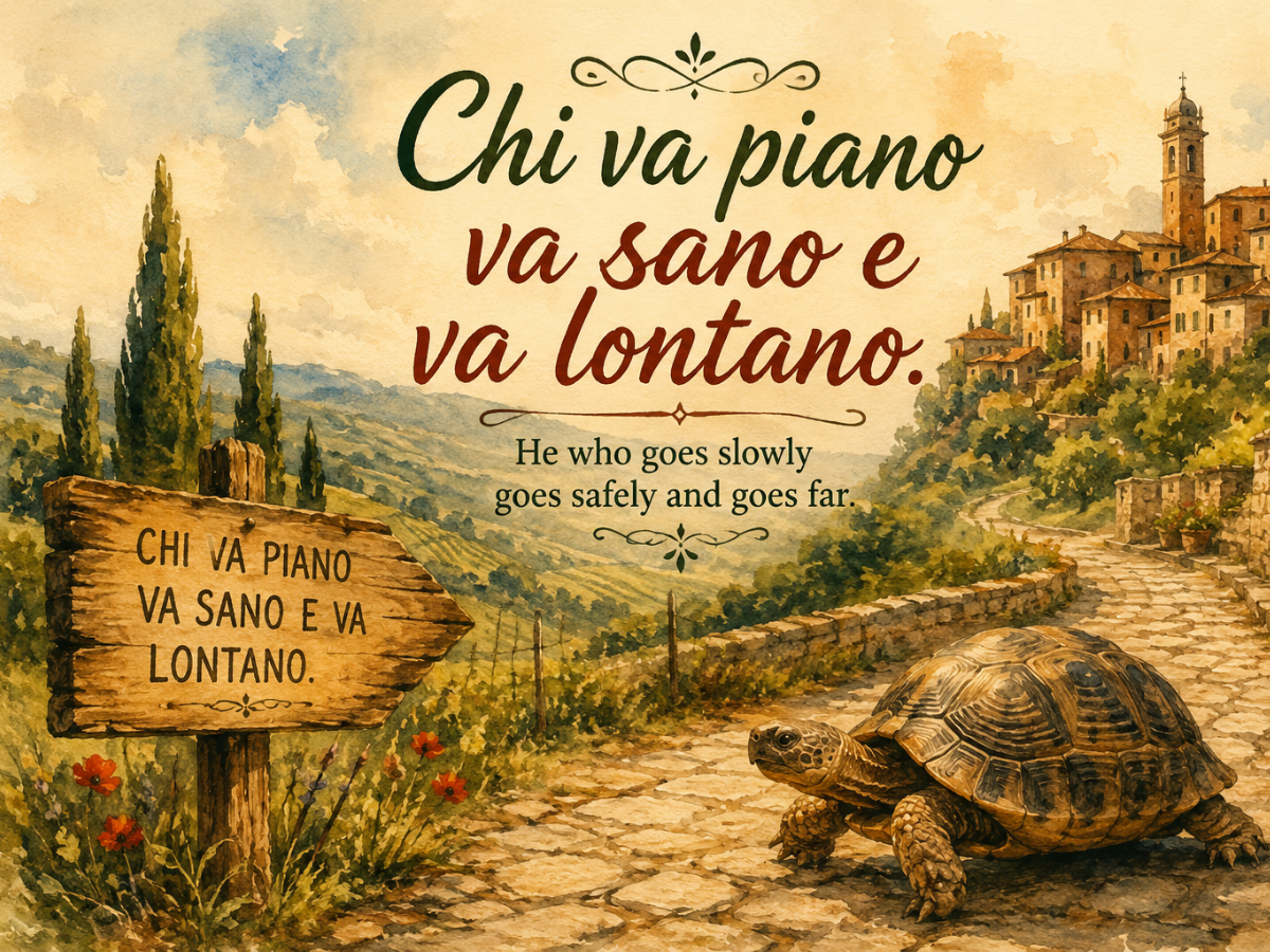 Italian proverb of the day: 'He who goes slowly goes…