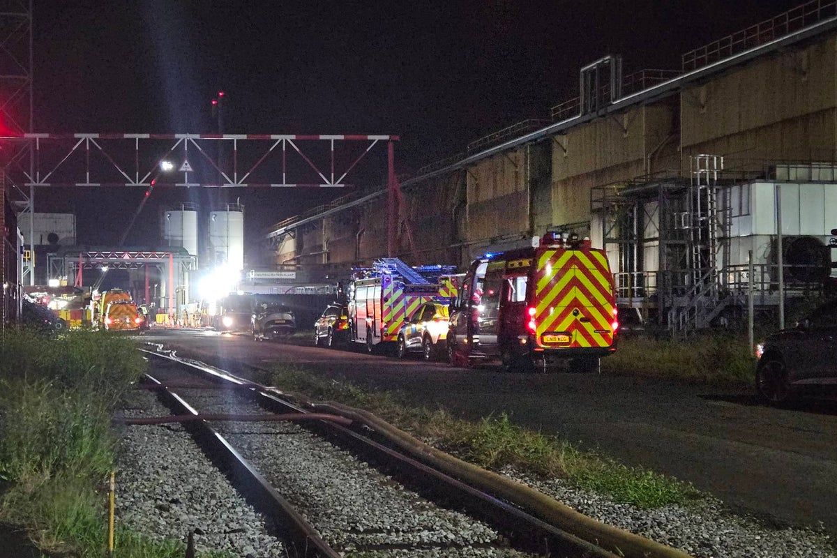 Fire crews battling large blaze at Tata Steel plant in…