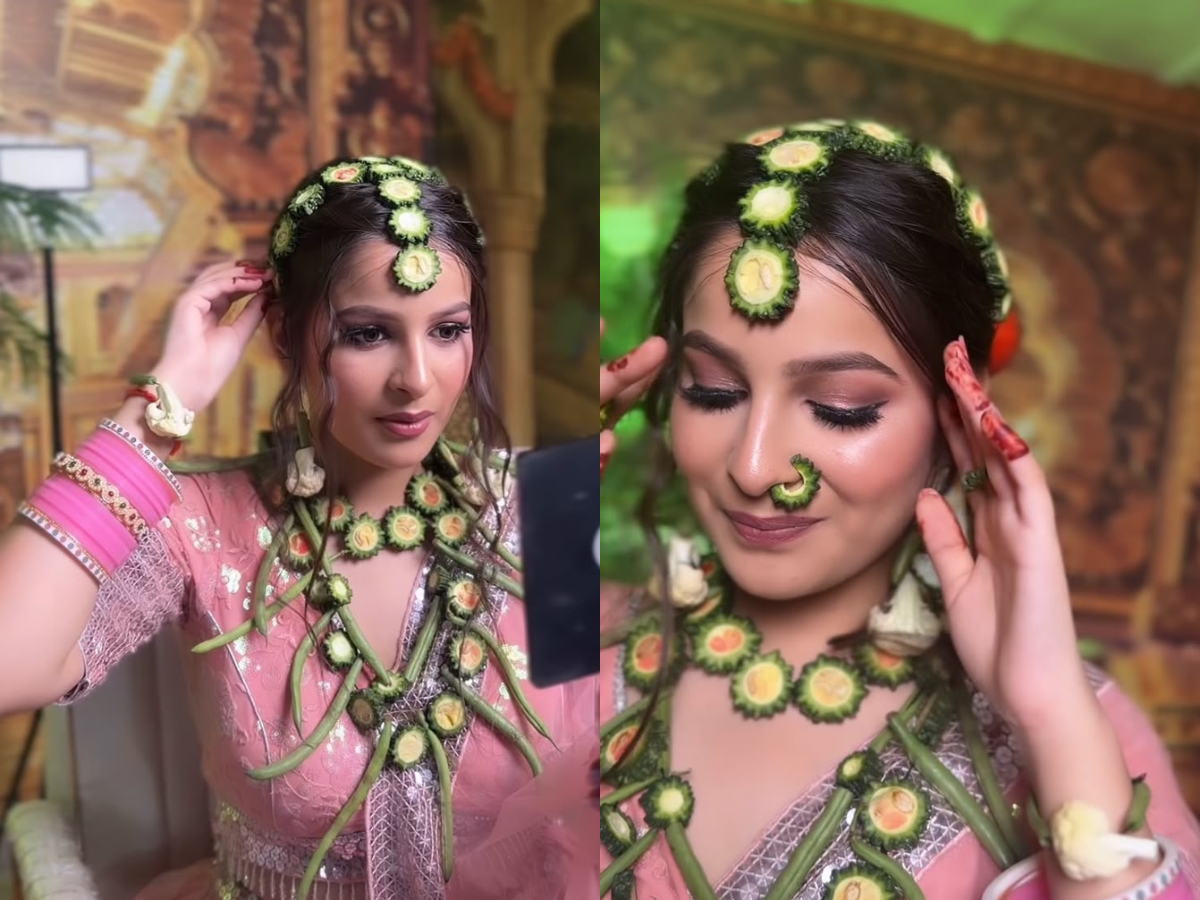 'Healthy jewellery': Viral bride wears karela, gobi,…