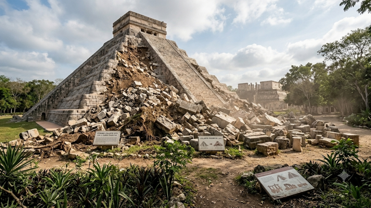 ‘Bad Omen’: Ancient Mexican pyramid collapses after…