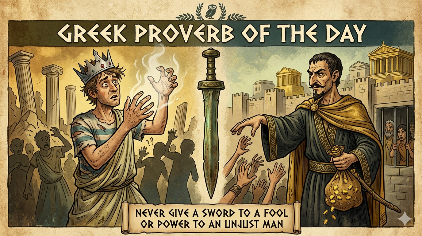 Greek proverb of the day: 'Never give a sword to a…