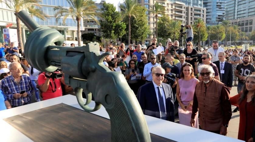 Knotted Gun Sculpture Unveiled in Beirut