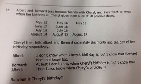 Why the Cheryl birthday problem turned into the maths…