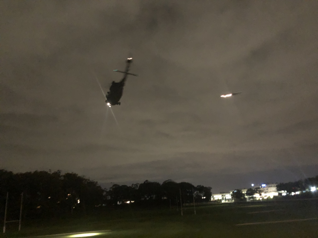 Military training exercise: Helicopters swoop low over…