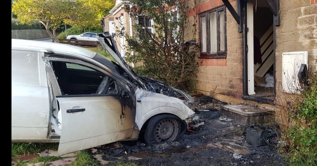 Pictures show aftermath of car fire which spread into…